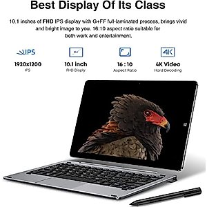 CHUWI Hi10 X, 10.1" Tablet with Keyboard and Pen, 6GB LPDDR4 128GB Storage, 1920x1200P 10-Point Touch Display, Intel Celeron N4120, 2 in 1 Convertible Laptop, Dual Band WiFi, Typc-C, Windows 10, Gray