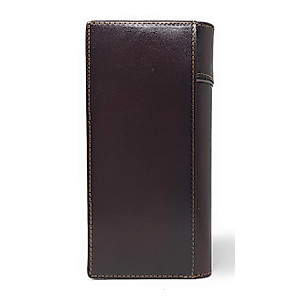 Texas West Genuine Leather Basketweave Floral Tooled Praying Cowboy Mens Long Bifold Wallet 2 colors (Coffee)