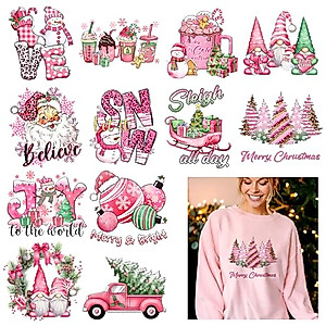 Loozykit Iron on Decals for T Shirt Washable Heat Transfer Vinyl Stickers Theme Iron on Patches Iron on Stickers for DIY Clothing Bag Hat Pillow Craft Decorations (Christmas- 12Pcs)