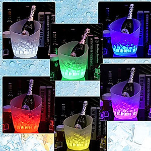 LED Ice Bucket, FIPASEN Upgraded 5L Large Capacity Lighted Ice Bucket with Automatic 7 Colors Changing for Party/Home/Bar/ KTV Club, Waterproof Wine Ice Bucket Beer Drink Containers (Battery-Powered)