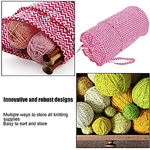 Yarn Storage Bag 36x20cm Cylinder Yarn Organizer Tote Bag for Knitting Needles Crochet Hooks (L)