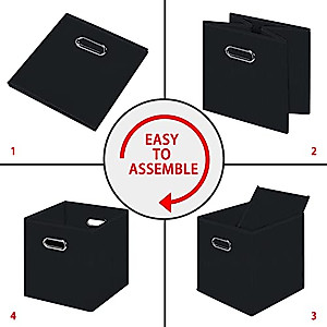 DABEACT Black Foldable Storage Cubes Bins , Fabric Storage Bins Cubes Organizer Baskets with Dual Handles for Bedroom Set of 2,(Black)