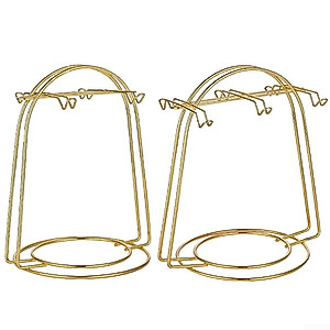 Home Storage Mug Hooks Stainless Steel Wire Rack Display Stand Service for Tea Cups, Gold Metal Stand for Coffee Cups and Saucers(B)