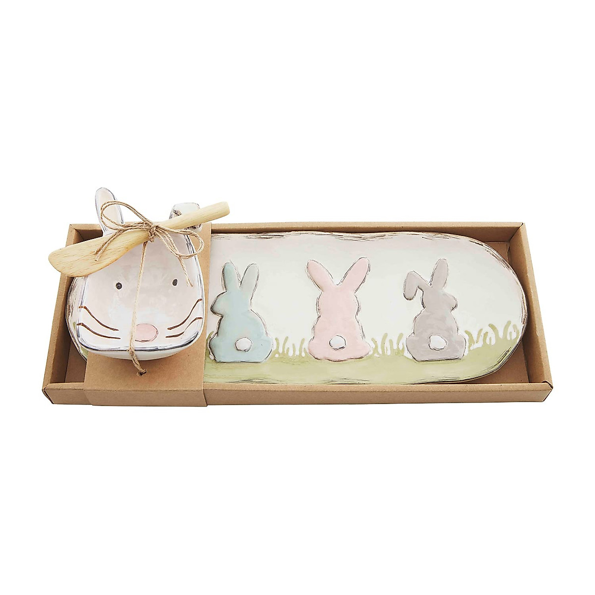 Mud Pie Easter Bunny Dip Cup and Tray Set, Multi, 13" x 5"