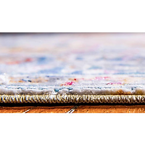 Unique Loom Austin Collection Botanical, Medallion, Vintage Area Rug, 8' 0" x 10' 0", Beige/Blue