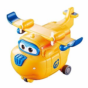 Super Wings 7" Donnie's Dozer Playset with 2" Transform-a-Bot Donnie Mini Figure, Transforming Airplane Toy Vehicle, Plane to Robot, Birthday Gift For Preschool Kids 3 4 5 year old Boys And Girls