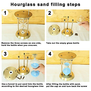 DIY Sand Timer, Brass Empty Hourglass for Wedding Sand Ceremony Fillable, Small Unity Hour Glass Set, Vintage Sand Clock Gold Frame Without Sand, Antigo Reloj De Arena for Home, Desk, Office Décor