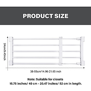 Geetery 4 Pcs Closet Tension Shelf Metal Expandable Closet Shelf Dividers Adjustable DIY Shelf Separators in Closet Tension Rod Storage Rack for Cabinet Kitchen Wardrobe (15''-21.65'' X 9.45'')