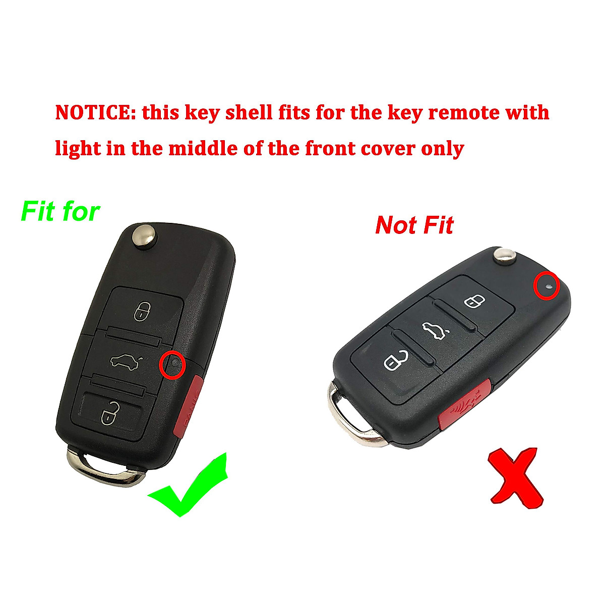 Replacement Key Fob Shell Case fit for VW Volkswagen Jetta Passat Golf Beetle Rabbit GTI CC EOS 4 Buttons Keyless Entry Remote Key Housing with Uncut Blade (Black)
