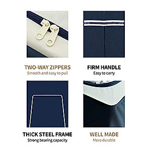 Clothes Storage Boxes Bins - 72L x 2 Large Organizers With Steel Frame , Tulab Foldable Oxford Containers Set, Clear Window & Reinforced Handles, Waterproof, for Closet, Bedding, Blankets (2-Pack, 20.07”x 15.73” x 14”)