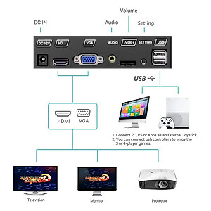 HAAMIIQII Retro Arcade Game Console WiFi, 3D Pandoras Box Built-in 8000 Classic Arcade Games, 1280x720 Full HD Plug and Play Home Video Gaming Machine for TV PC Projector, Up to 4 Players