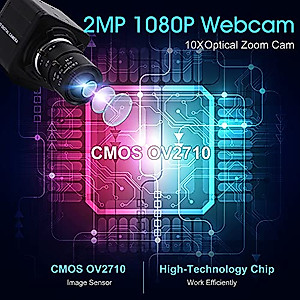1080P USB Camera with Zoom 5-50mm Webcam Variable Focus PC Camera High Speed Mini UVC USB2.0 USB with Camera for Computer Industrial Video Close-up Camera Zoomable 100fps 60fps Web Camera