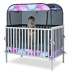 Porayhut Portable Baby Crib Net Safety Mesh Tent,Pop up Infant Mosquito Net, See Through Canopy Netting Cover for Baby&Toddler to Keep Baby from Climbing Out.