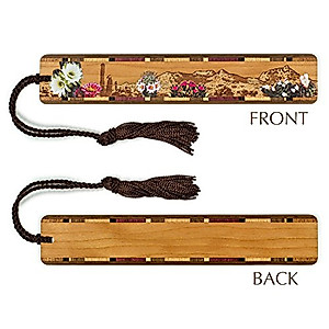 Desert Flowers Desert Scene Cactus Engraved with Added Color Wooden Bookmark - Also Available with Personalization - Made in The USA