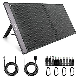 Kohree 100W Portable Solar Panel Waterproof, Foldable Monocrystalline Solar Panel Power Charger System Kit for RV Camping Outdoor Boat Emergency Backup Power Station, with USB/PD/DC Outputs 18V