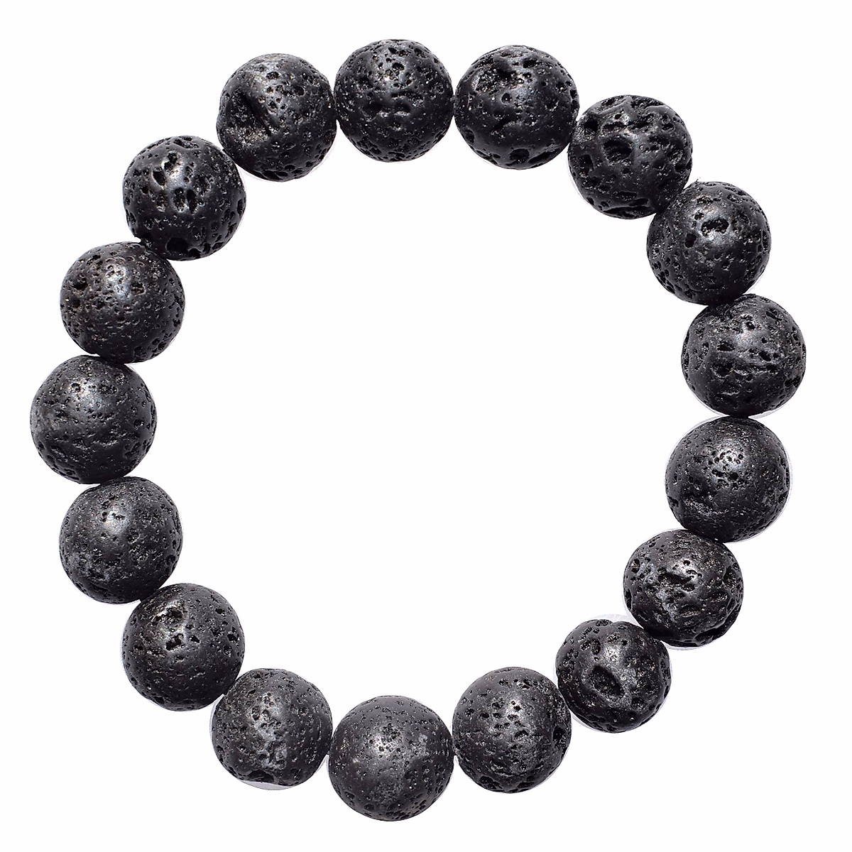 CHARGED Natural Pahoehoe Lava Stone Crystal Essential Oil Diffuser 12mm Bracelet Selenite Charger (12mm Bead Bracelet)