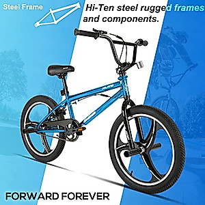 HH HILAND 20 Inch 3 5 Spoke Kids BMX Bike for Boys Girls Ages 5-12, 360 Degree Rotor Freestyle, 4 Pegs Single Speed Kid’s BMX Bicycle, Multiple Colors