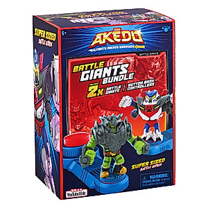Akedo - Ultimate Arcade Warriors Battle Giants Versus Pack - Scratch-Atron VS Tonk - Mini Battling Action Figures Ready, Fight, Split Strike