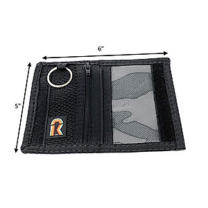 Rainbow of California Minimalist Front Credit Card Pocket Slim Wallet/Inside Keyring Lanyard Attachable / V3 (Black)