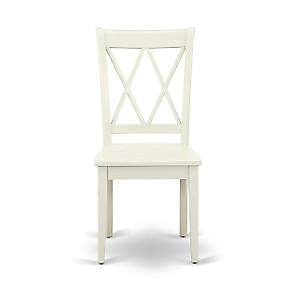 East West Furniture HBCL3-LWH-W 3 Piece Dinette Set for Small Spaces Contains a Round Dining Table with Pedestal and 2 Dining Chairs, 42x42 Inch, Linen White