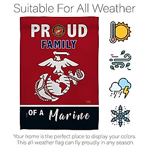 Breeze Decor Proud Family Garden Flag Set Wood Dowel Armed Forces Marine Corps USMC Semper Fi United State American Military Veteran Retire Official House Yard Gift Double-Sided, Made in USA