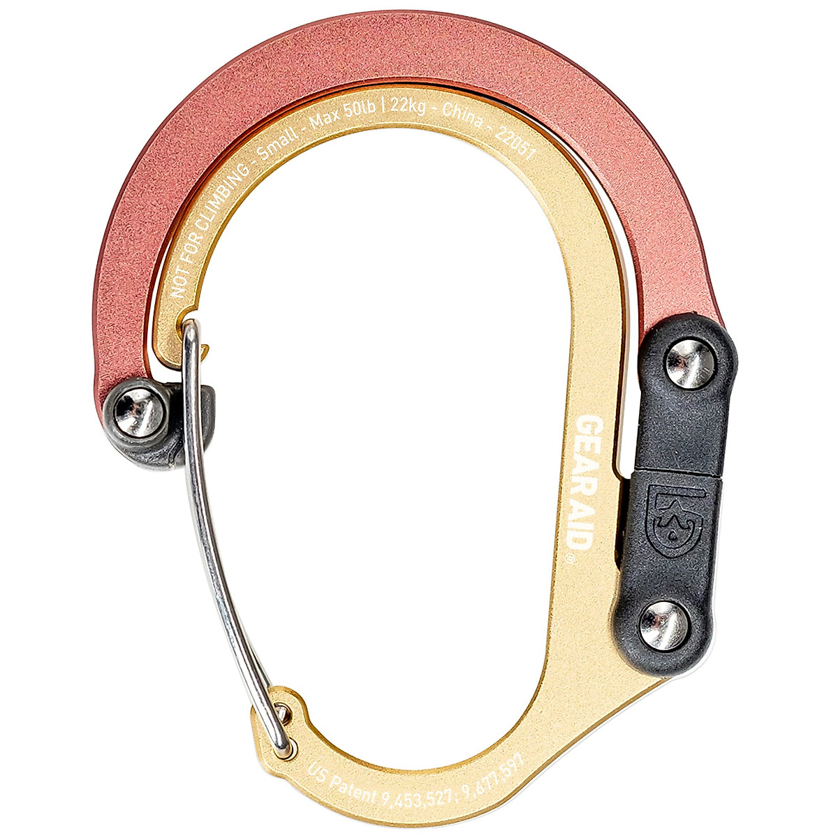 GEAR AID HEROCLIP Carabiner Clip and Hook (Small) for Purse, Stroller, and Backpack, Gold & Cinnamon