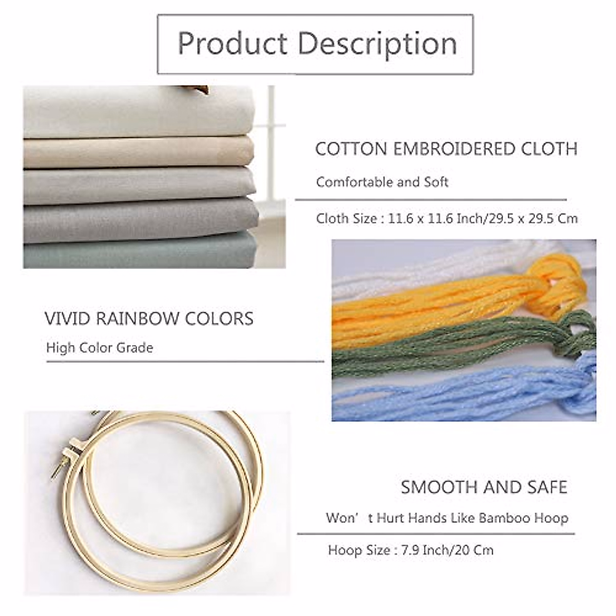 YINVA 3 Sets Embroidery Beginner Kits Embroidery Starter Kit Cross Stitch Kit Include 3 Embroidery Clothes with Floral Pattern Instructions Hoops Floss Thread Fabric Needles for Beginners