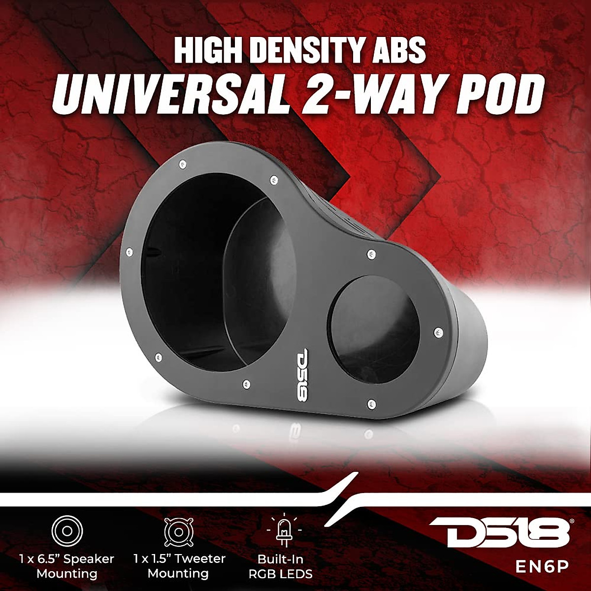 DS18 EN6P Universal Speaker Pods Bundle - 1 Set Left & Right Kick Panel + 2X 6.5 Midrange Speakers with Bullet + 2X 1 Super Bullet Tweeters - Great for Slingshot, SXS, Motorsports & ATV/UTV