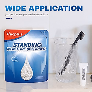 Vacplus Moisture Absorbers 12 Pack, Standing Humidity Packs for Narrow Flat Surfaces, Effective Closet Dehumidifier with Visible Water Level for Bathrooms, Kitchens & Bookshelves, Fragrance-Free