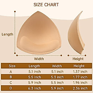 KSang Bra Pads Inserts 4 Pairs - Sewn Edges Breast Padding for Sports Bras Swimsuits Bikini Push up Bra Cups Inserts for B Cup