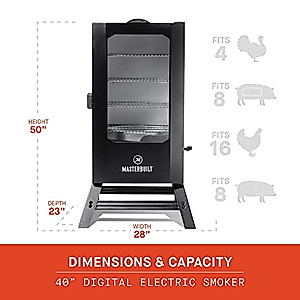 Masterbuilt 40 inch Digital Electric Smoker with Window and Legs + Cover Bundle
