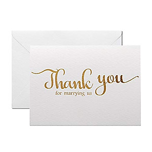 MAGJUCHE Thank You for Marring Us, Gold Foil Wedding Day Card to Your Officiant, Priest, Rabbi, Deacon Note Card to Go W/Gift