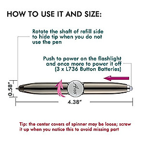 SMOOTHERPRO Fidget Spinner Pen with LED Light to Help ADHD Stress Reducer Thinking Ballpoint Pen Gift Pen Anti Stress Anxiety Infinity with Gift Box Color Brown (FS702)