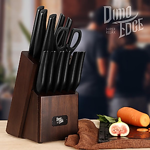 Dimoedge Kitchen Knife Block Set with Built-in Sharpener, Ultra-Sharp 13-Piece Stainless Steel Knives with Ergonomic Hollow Handle