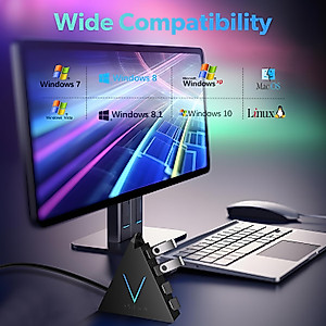 JoyReken 4-Port USB 3.0 Hub, FlyingVHUB USB Hub Tower with 2 ft Extended Cable,USB Splitter for Laptop,PC,PS4,PS5,Xbox,Mouse,Keyboard, Flash Drive, U-Disk (Black)