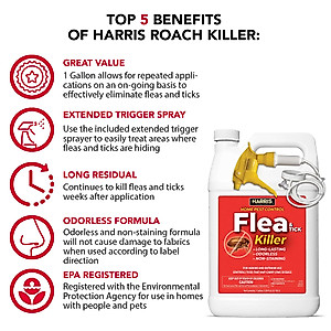 Harris Flea and Tick Killer, Liquid Spray with Odorless and Non-Staining Extended Residual Kill Formula (Gallon)