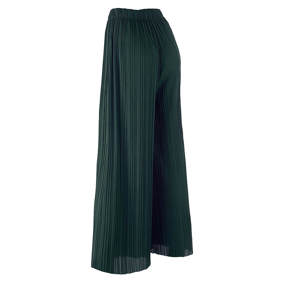 MBJ WB1794 Womens Pleated Wide Leg Pants with Elastic Waist Band-Made in USA L Green