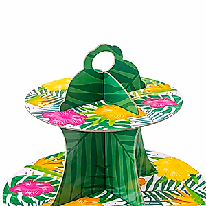 Royal Bluebonnet Tropical Cupcake Stand, 3 Tier Cupcake Stand, Hawaiian Cupcake Stand for Tropical Party Decorations, Cardboard Cupcake Stand for Birthday Party, Luau Cupcake Stand, Cup Cake Stand