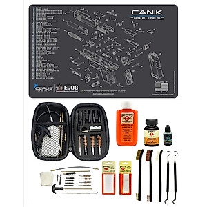 EDOG Range Warrior 27 Pc Gun Cleaning Kit - Compatible with Canik TP9 Elite SC - Schematic (Exploded View) Mat, Range Warrior Universal .22 9mm - .45 Kit & Tac Book Accessories Set