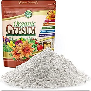 Organic Gypsum - Made in USA - Calcium Sulfate Dihydrate Powder - Garden Soil Amendment Fertilizer for Lawns, Plants, Mushroom Cultivation. Calcium & Sulfur Additive. Cures Blossom End Rot in Tomatoes