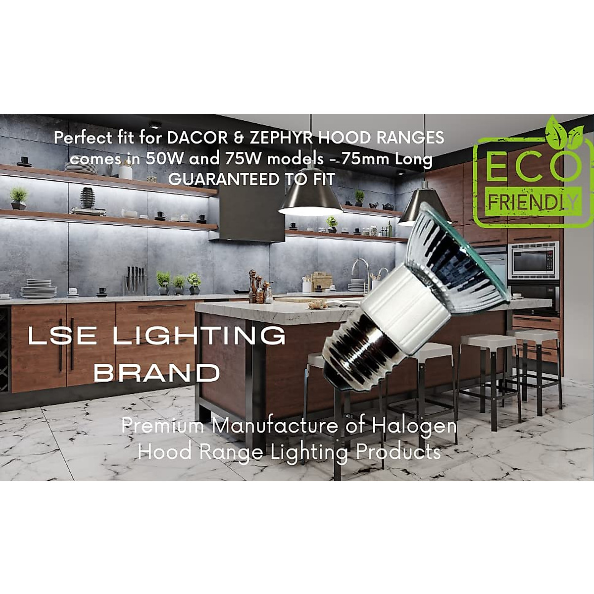 LSE Lighting jdr E27 Base Bulb for Dacor Hood 92348 120V 75W Halogen Replacement