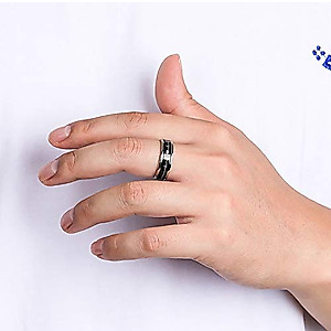 ALEXTINA 7MM Smooth Stainless Steel Spinner Rings for Women Men Heartbeat Couple Rings Black Size 6