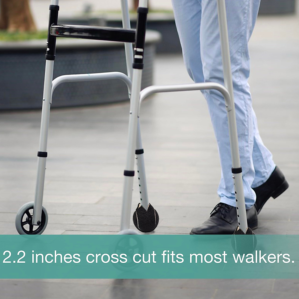 HPWFHPLF Precut Tennis Balls, 4PCS Walker Glide Balls, Heavy Duty Long Lasting Felt Pads for Furniture Legs and Floor Protection (Grey)