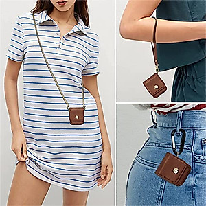 LUCKYCOIN Leather Case for Apple AirPods 1 2 Top Grain Genuine Leather Material with Wrist Lanyard Strap | Keychain Clip | Crossbody Chain | Compatible with Wireless Charging -Dark Brown