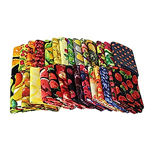 10 Fat Quarters - Fruit Citrus Fruity Food Apples Cherries Pears Strawberries Blueberries Berries Melons Lemon Lime Fabrics Quality Quilters Cotton Assorted Fat Quarter Bundle M224.01