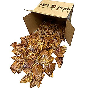 All Natural Jumbo Whole Pig Ears for Dogs (100 Pack) - 100% Natural Pork Ear Dog Treat by Pets Plus Natural