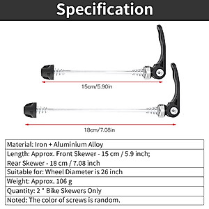 Alomejor Bike Skewer Quick Release Skewers Front & Rear Hub Skewers for Mountain Bike Road