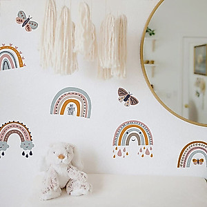 AOWDIAO Boho Rainbow Peel and Stick Wall Decals for Girls Bedroom, Kids Room, Nursery Decor, 56 Pcs