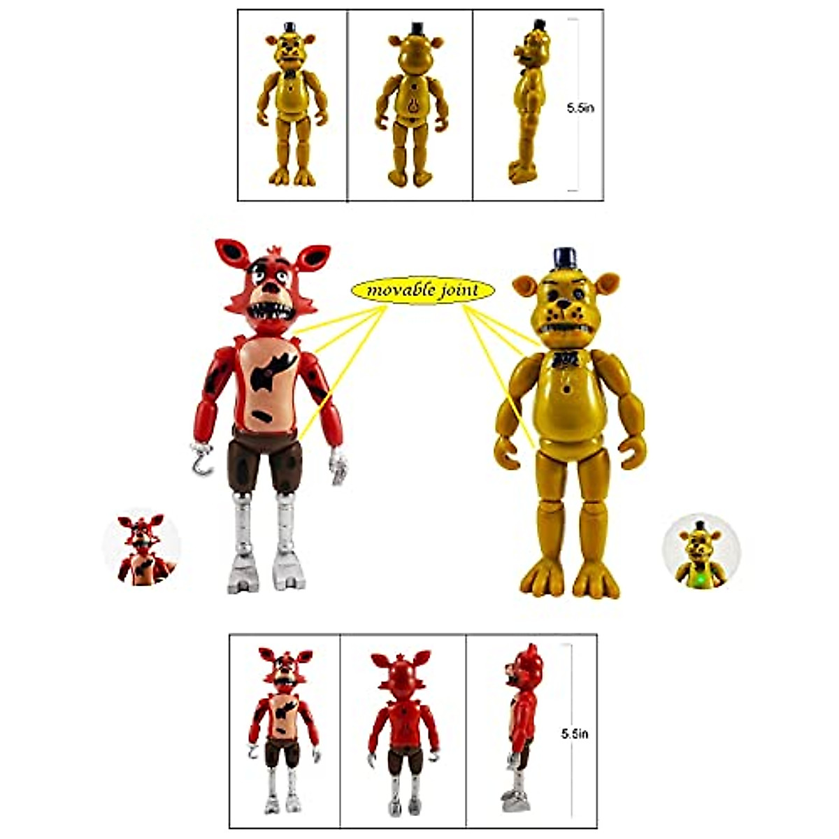 Toysvill FNAF Action Figures (Set of 11pcs) Inspired by Five Nights at Freddy's Toys, Jointed Dolls Perfect Collection and Gift