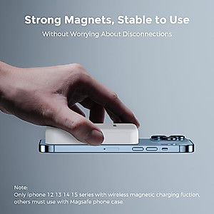 NOHON Wireless Charger Portable Mag-Safe-Battery Pack: 10000mAh Power Bank PD 20W Fast Charging with USB-C Cable, External Powerbank for Mag-Safe, for iPhone 15 14 13 12 Mini Pro Pro Max (White)